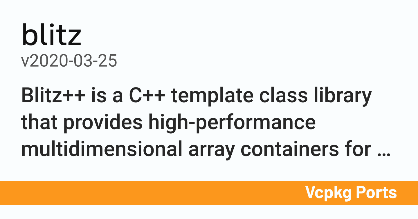 blitz v2020-03-25 - Vcpkg Ports