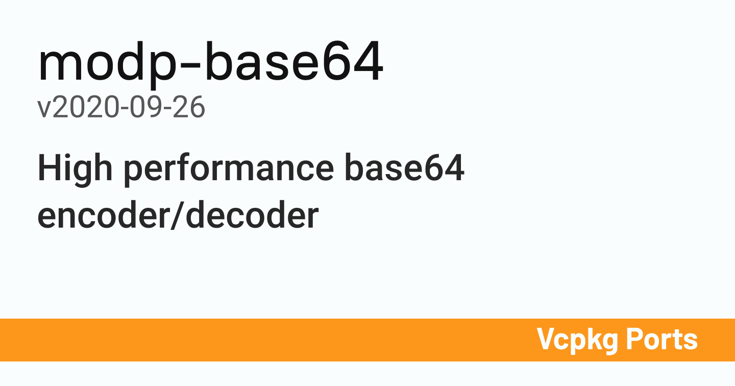 modp-base64 v2020-09-26 - Vcpkg Ports