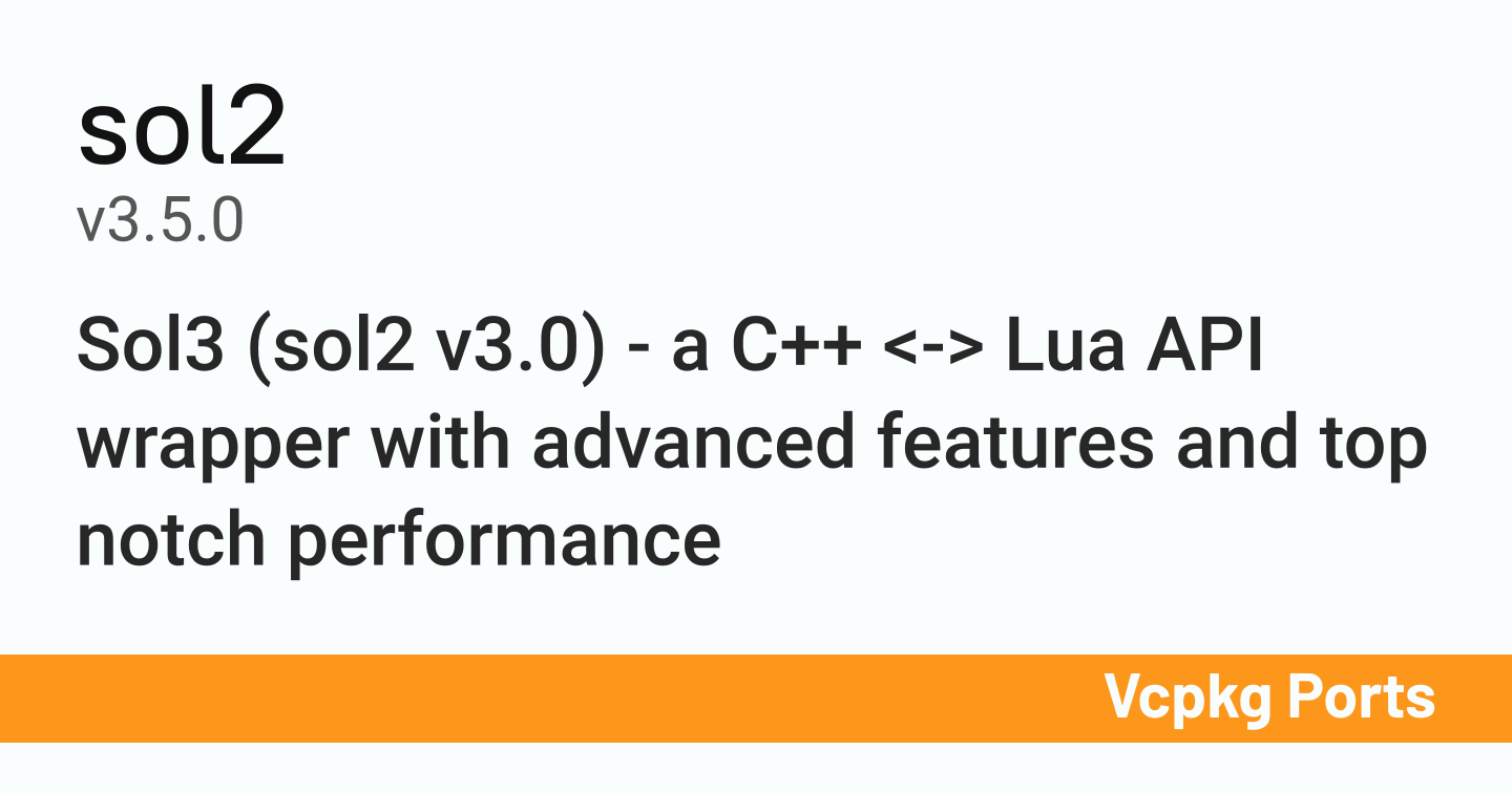 sol2 v3.5.0 - Vcpkg Ports